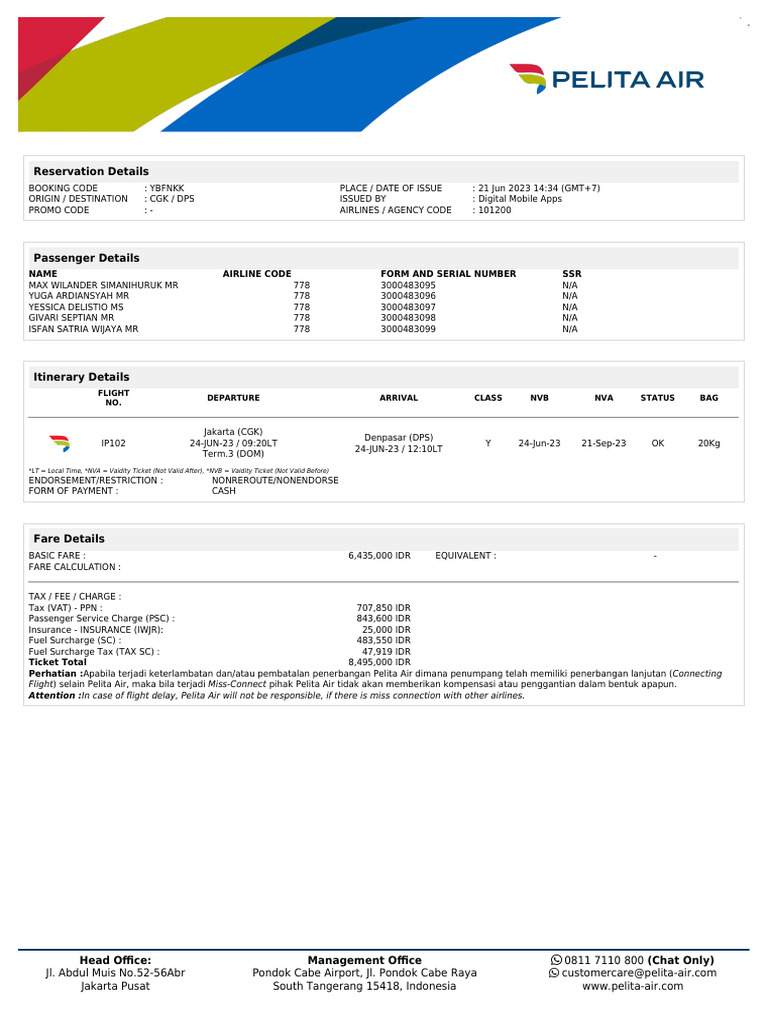 CGK-DPS 24 June (11 Person) | PDF | Airlines | Business