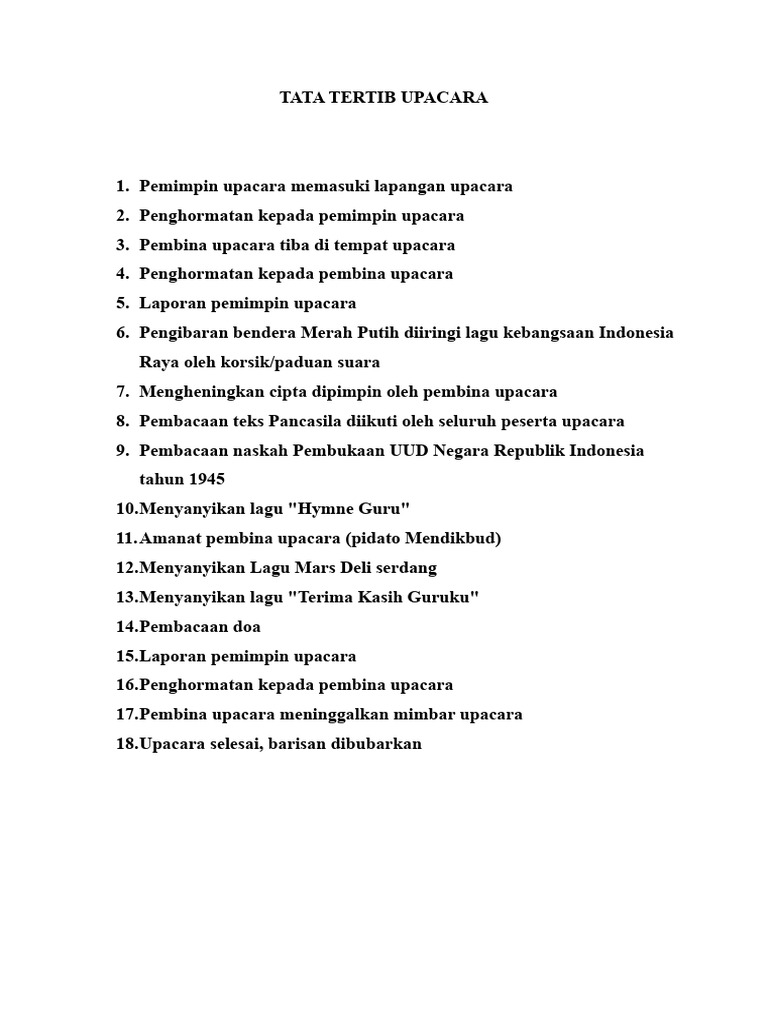 Tata Tertib Upacara | PDF | Seni