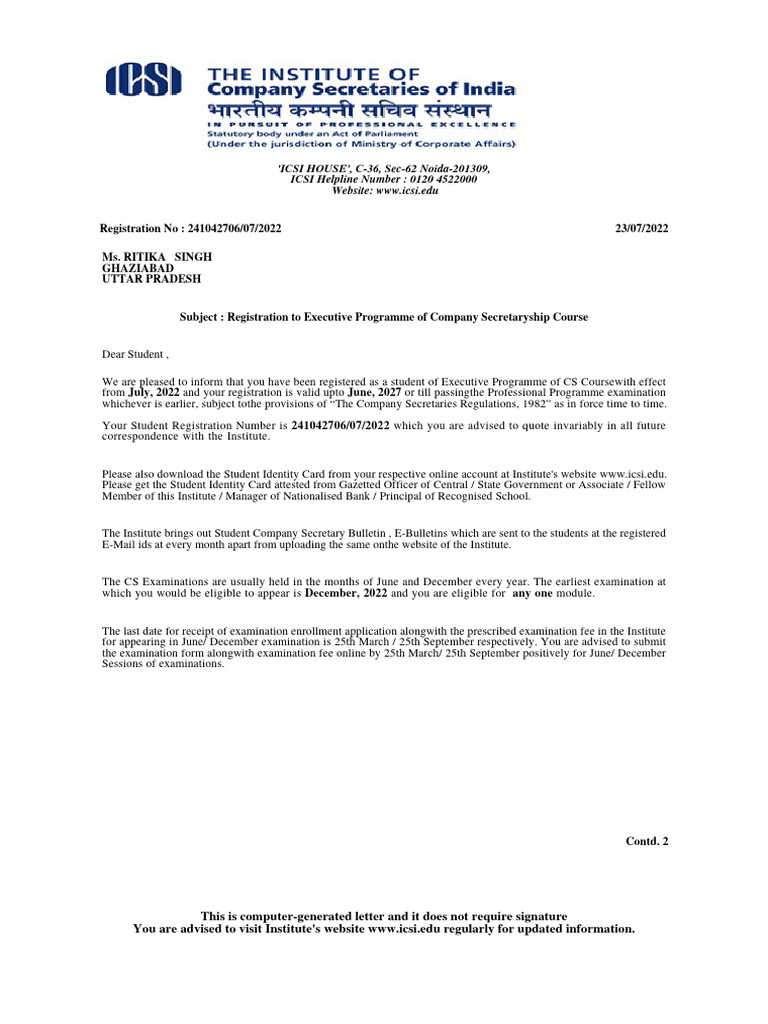 Executive Reg Letter | PDF | Educational Technology