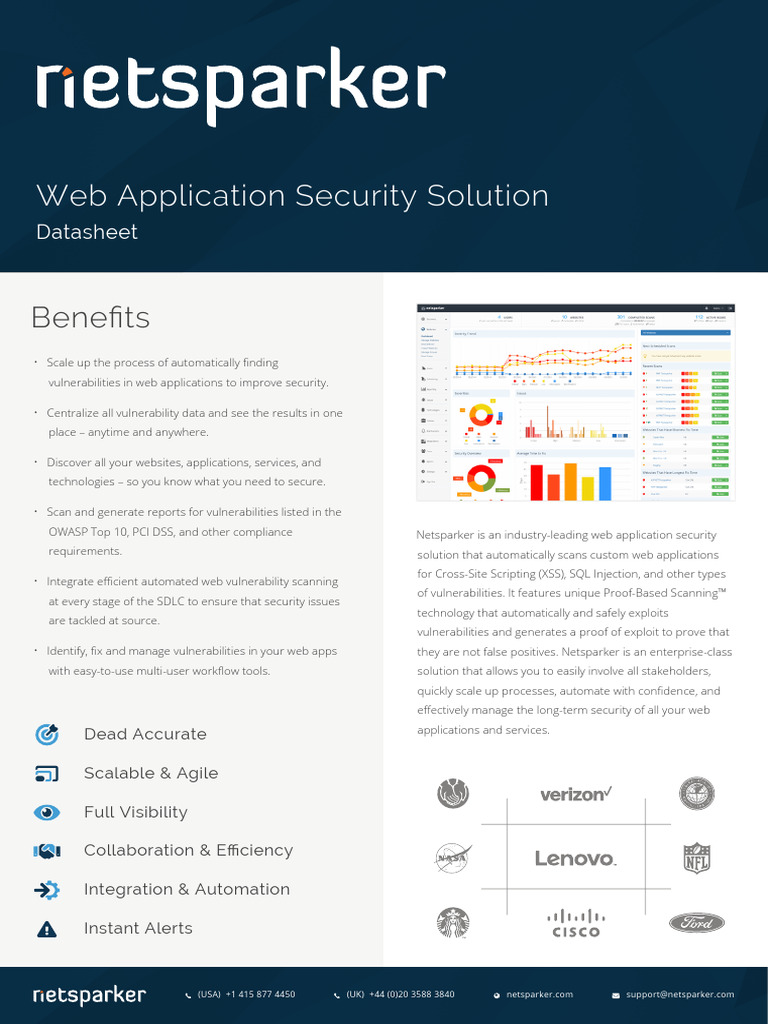 Netsparker Datasheet 2020 - Web | Download Free PDF | Vulnerability (Computing) | Cybercrime