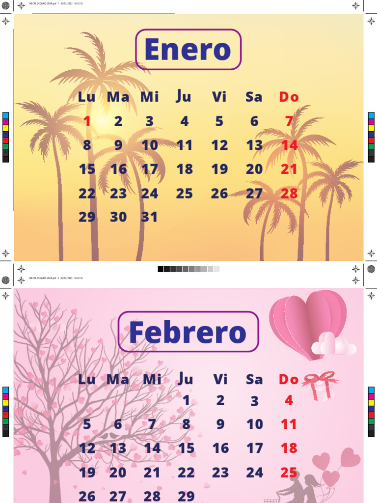 MI CALENDARIO 2024 - Marcas de Impresion | PDF