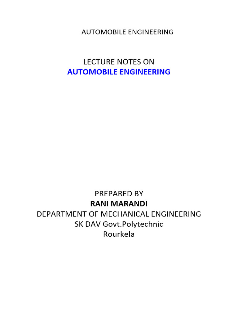 Automobile Engg Notes by RM 1648446087 | PDF | Manual Transmission | Clutch