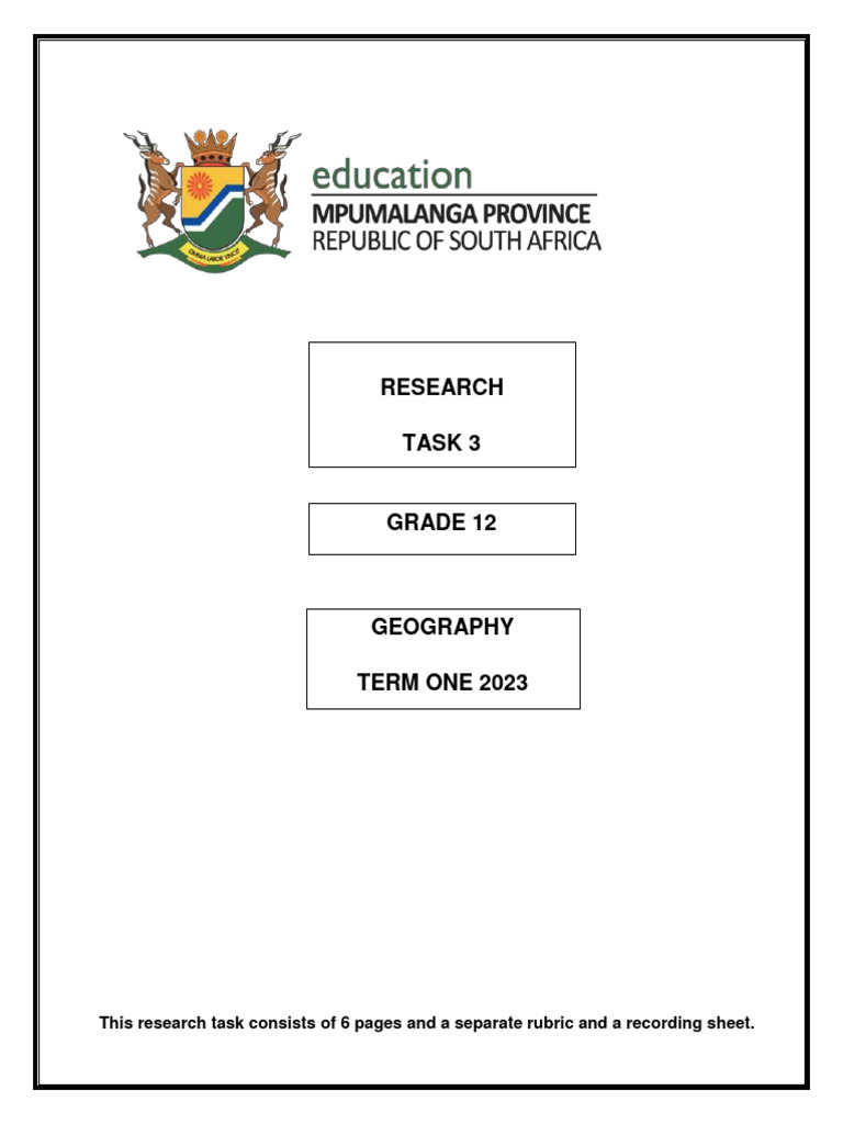 Geography Grade 12 Research Task 2023 | Download Free PDF | Map ...
