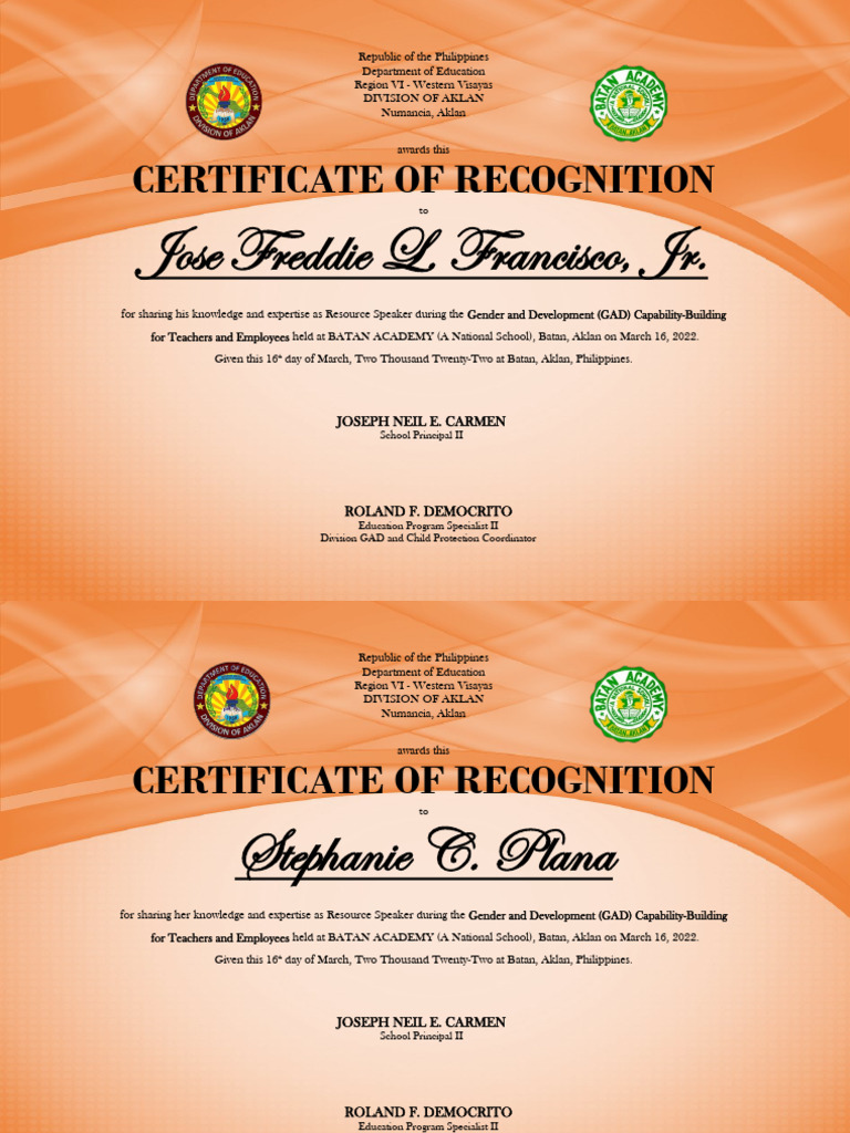 Certificate of Participation & Recognition | PDF