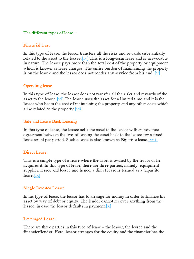 The Different Types of Lease | PDF | Lease | Business