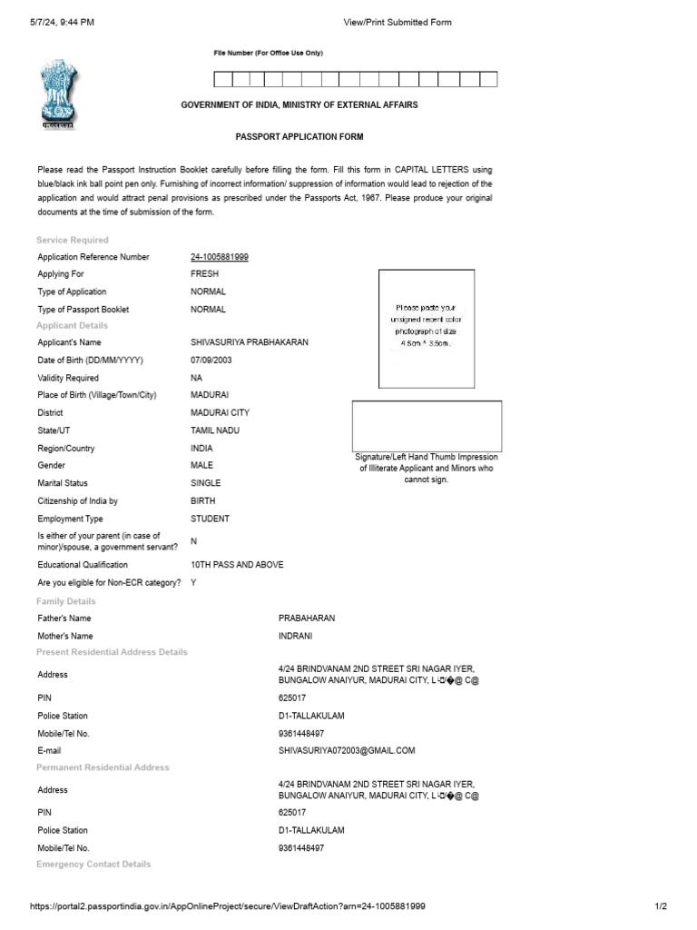 Shivasuriya P Pass App | PDF | Passport | Government And Personhood