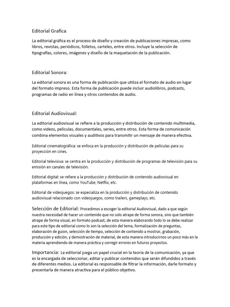 Proceso de Editorial Gráfica y Digital | PDF | Publicación | Podcast