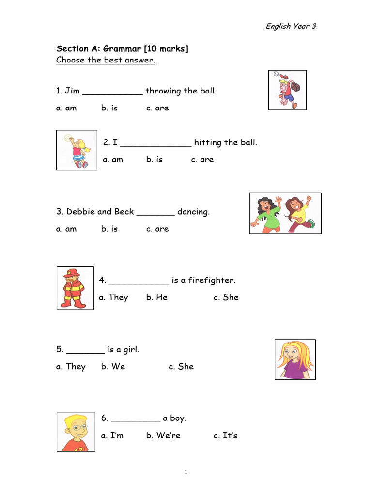 Year 3 English Exam Paper | PDF