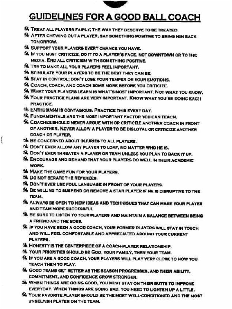 Guidelines for a Good Coach | PDF