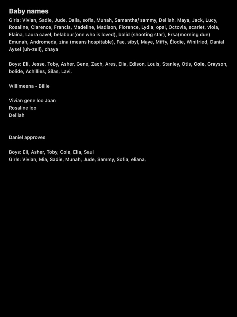 Unique Baby Names Collection | PDF | Art