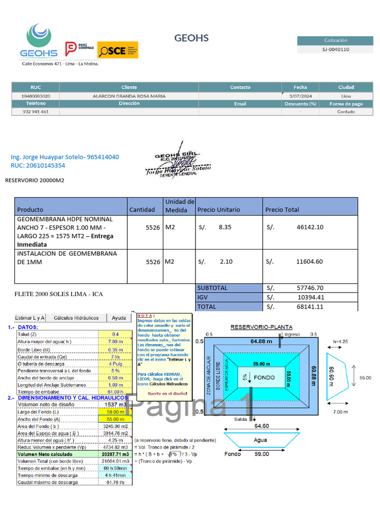 Geohs - Reservorio 20000 M2 | PDF