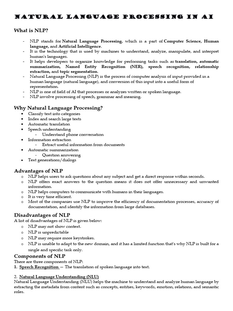What Is NLP?: Natural Language Processing in AI | PDF | Parsing | Artificial Intelligence