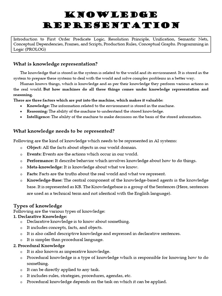 3.1 Knowledge Representation | PDF | Knowledge Representation And Reasoning | Logic