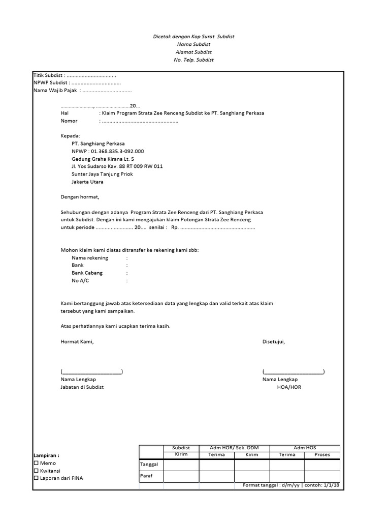 Contoh Surat Klaiman Strata New 2020 | PDF