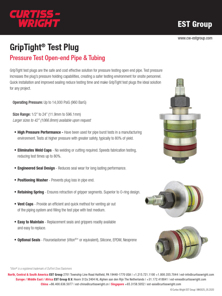 MK0025 GripTight Test Plug Literature | PDF | Computers