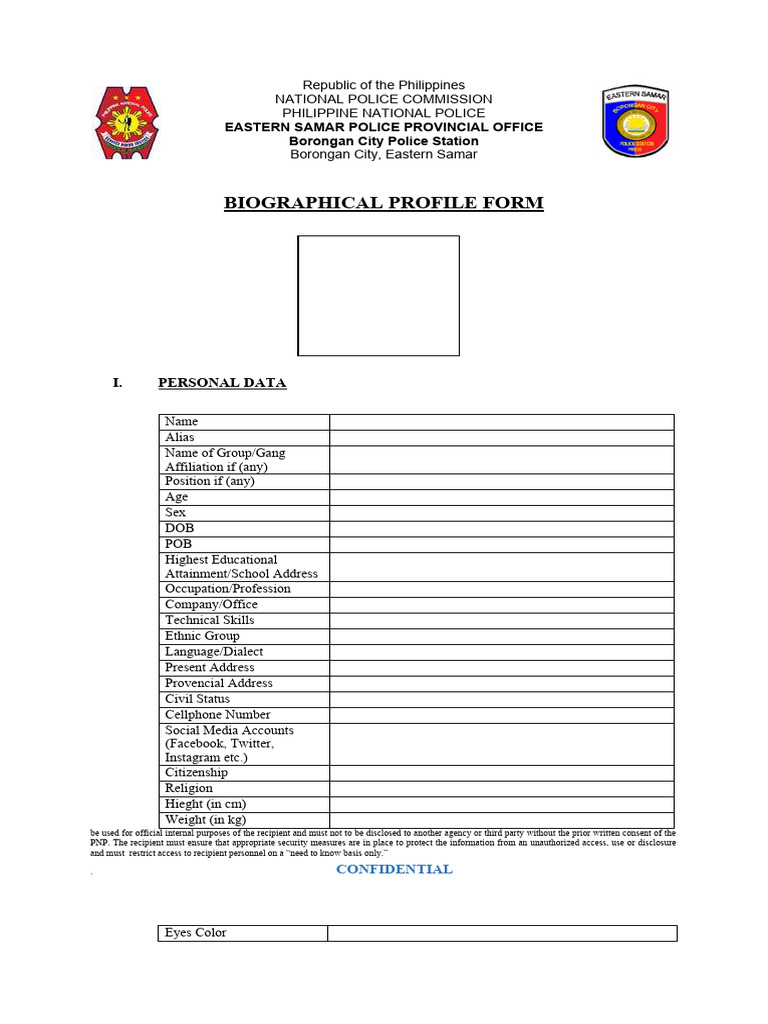 Biographical Profile Form | PDF | Human Rights | Law Enforcement