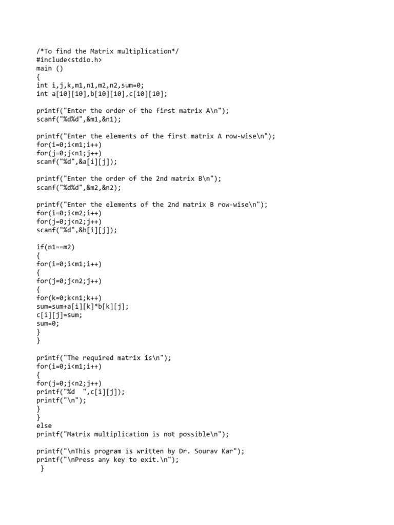 Matrix Multiplication | PDF