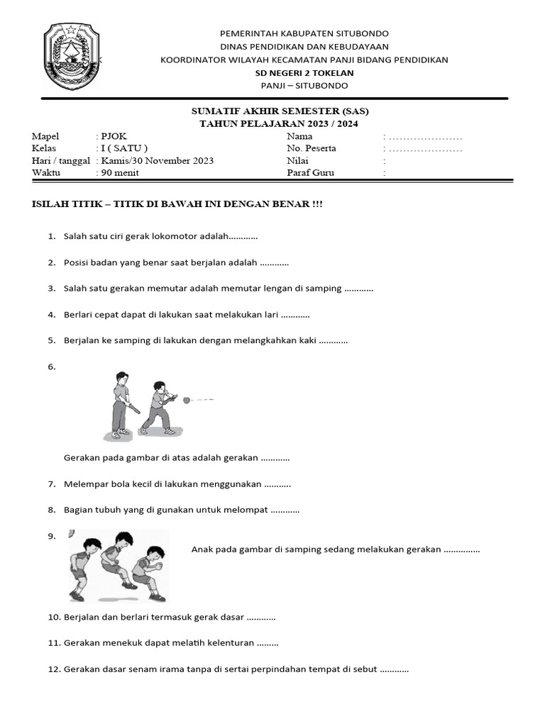 Sumatif Akhir Semester Kelas 1 | PDF