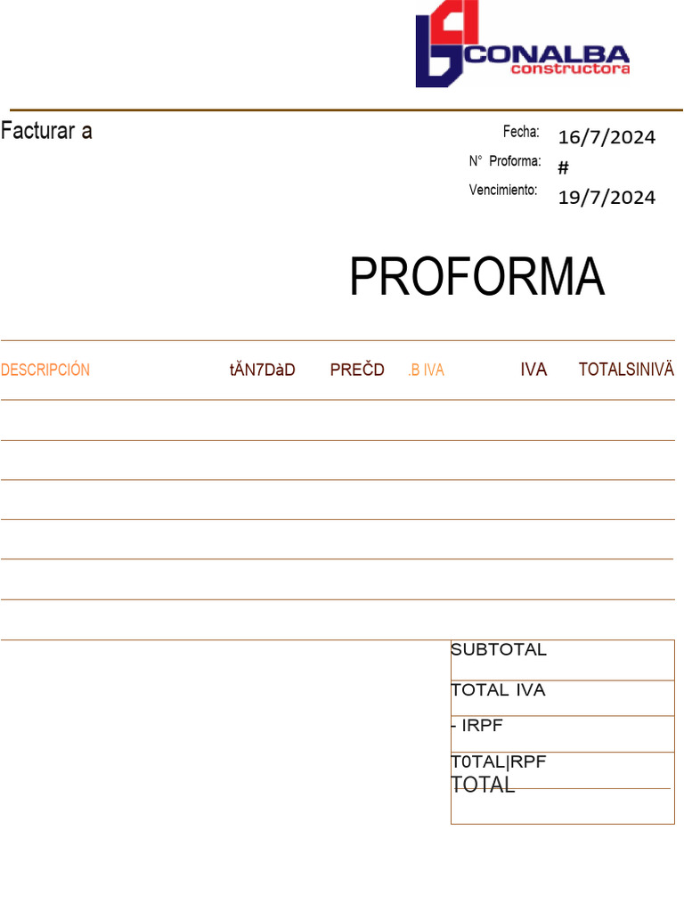 Plantilla de Proforma | PDF