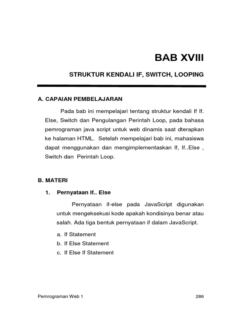 22SIF0033 - STRUKTUR KENDALI IF, SWITCH, LOOPING - Part18 | PDF | Metode & Bahan Ajar | Komputer