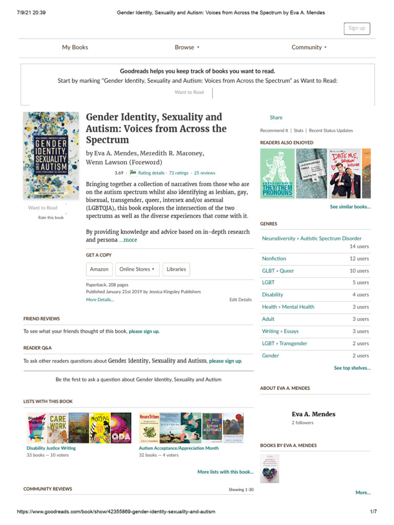 Gender Identity, Sexuality and Autism - Voices From Across The Spectrum ...