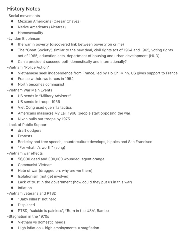 History Notes | PDF | Richard Nixon | Cold War