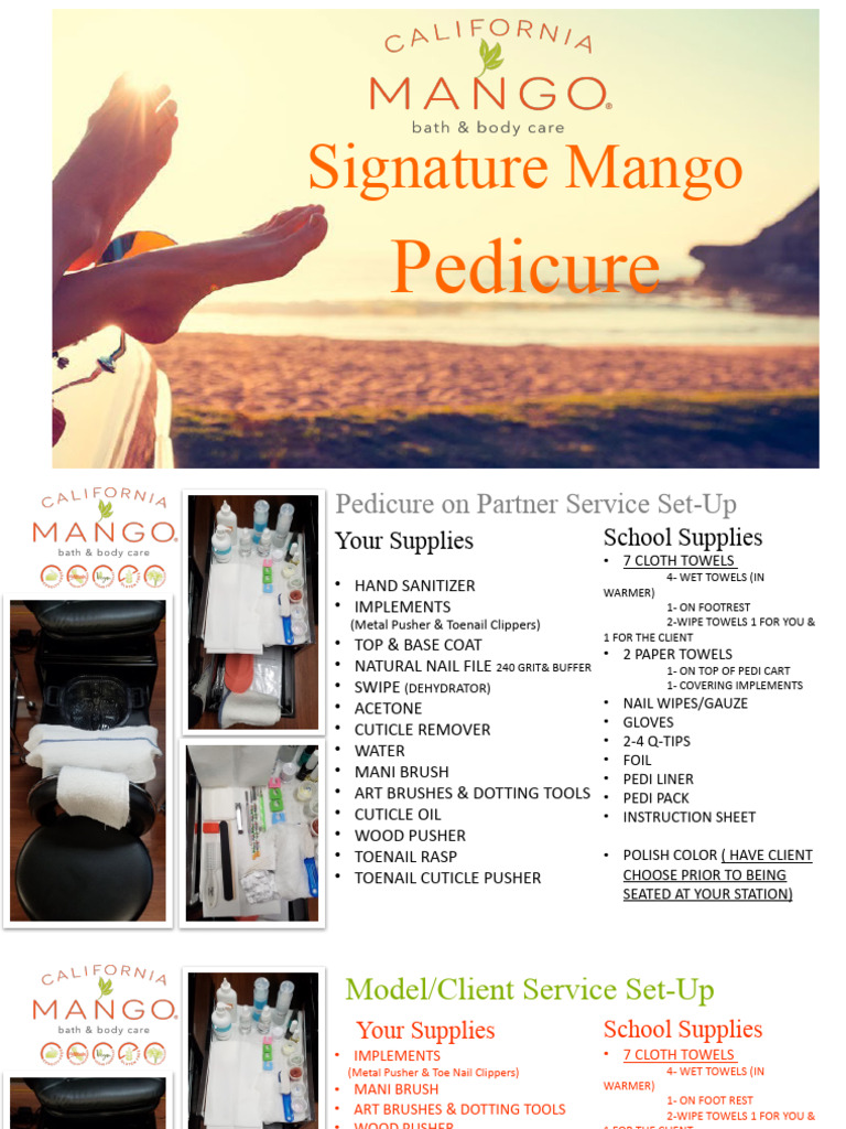 Essential Pedicure Service Setup Guide | PDF | Nail (Anatomy) | Chair