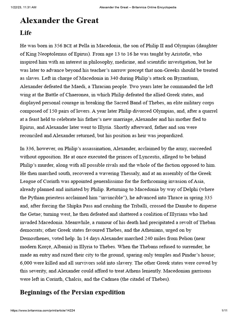 Alexander The Great - Britannica Online Encyclopedia | PDF | Alexander ...