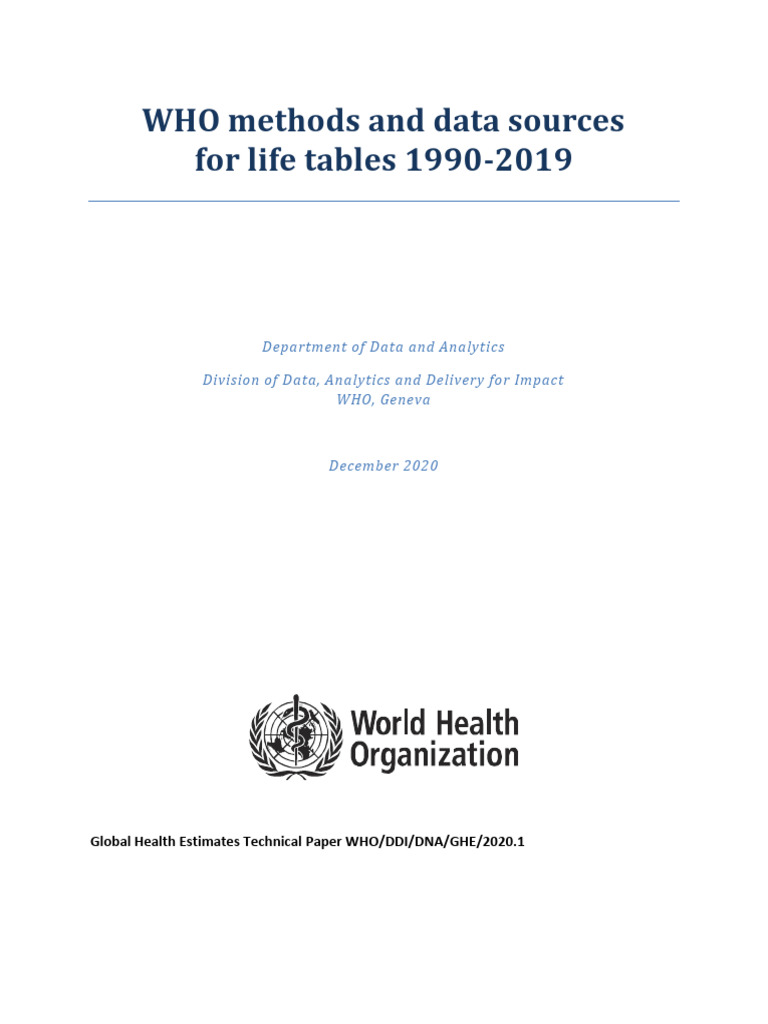 WHO Methods and Data Sources | PDF | Mortality Rate | Life Expectancy