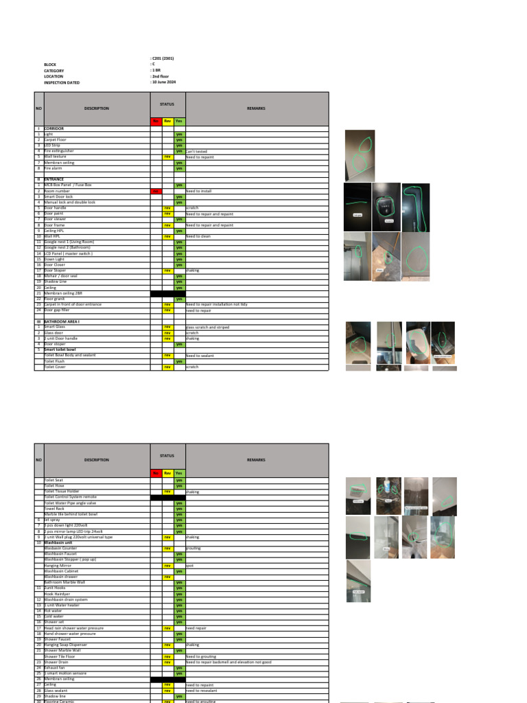 Punchlist 10 06 2024 | PDF | Shower | Sink