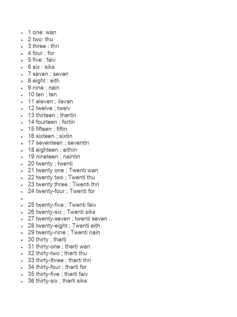 Number Pronunciation Guide | PDF
