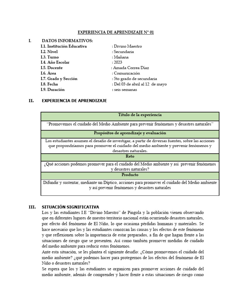 (5to) Primera Eda 2023 | PDF | Aprendizaje | Evaluación