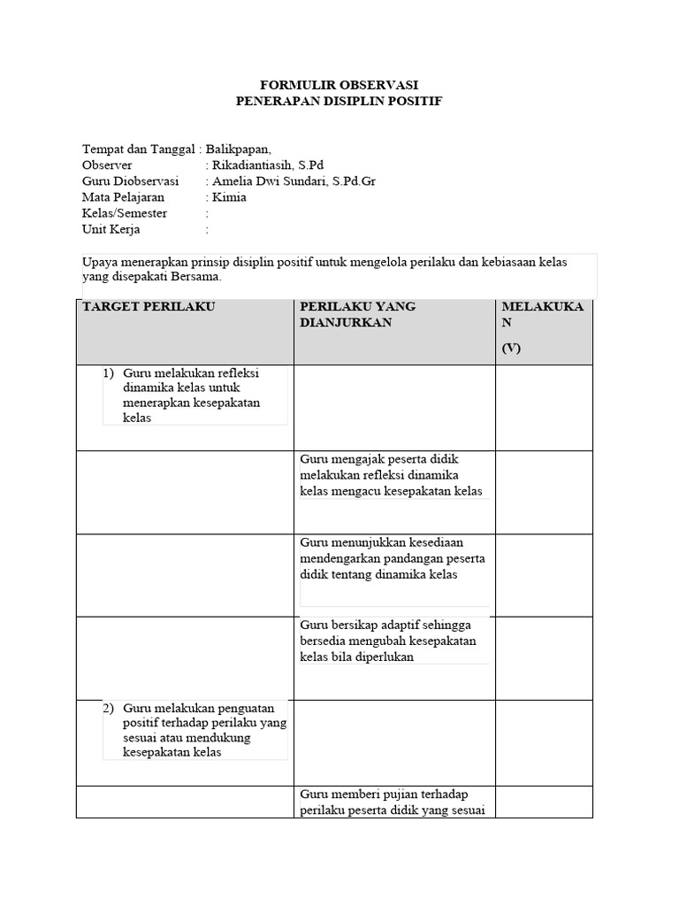 FORMULIR OBSERVASI | PDF