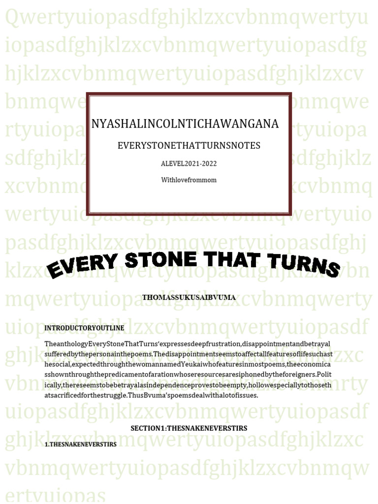 Every Stone That Turns - Commentary,-1 | PDF