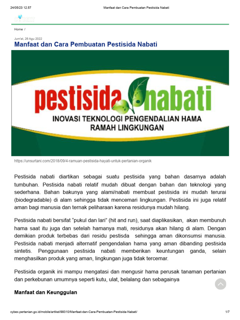 Manfaat Dan Cara Pembuatan Pestisida Nabati | PDF