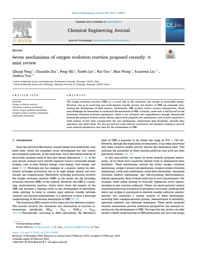 Seven New Mechanisms for Oxygen Evolution | PDF | Chemical Reactions ...