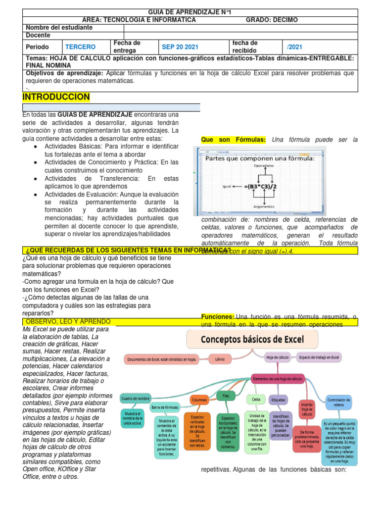 Guia No. 1 Periodo3 Tecnologia e Informatica Grado 10 2021 | Descargar gratis PDF | Microsoft ...