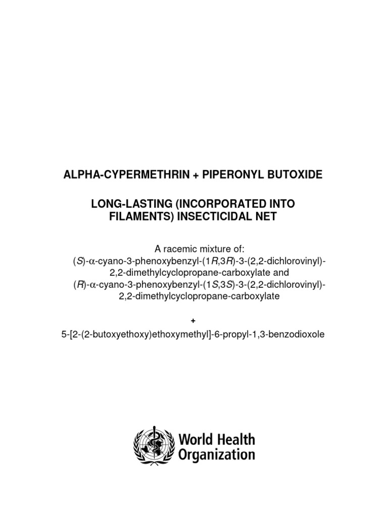 13.alpha-Cypermethrin PBO Incorporated LN Veeralin Specs Eval WHO Mar 2016 | PDF | Specification ...