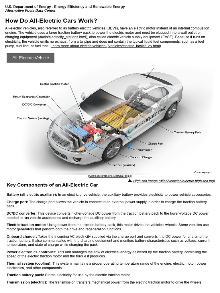 Alternative Fuels Data Center - How Do All-Electric Cars Work | PDF ...