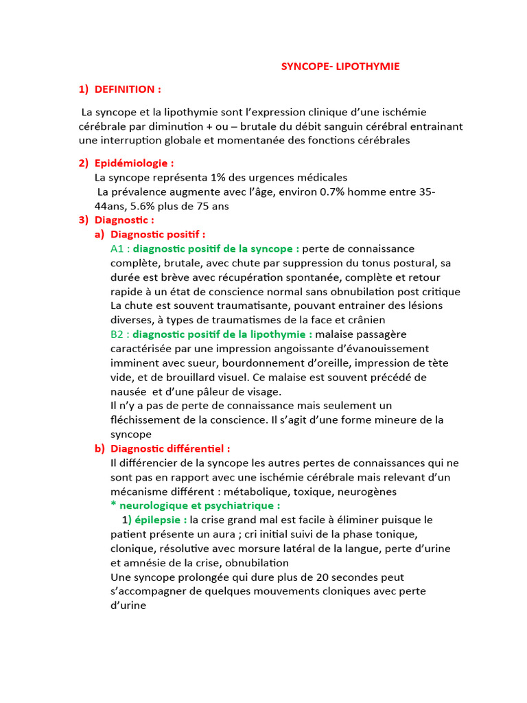 SYNCOPE | PDF | Épilepsie | Système cardio-vasculaire