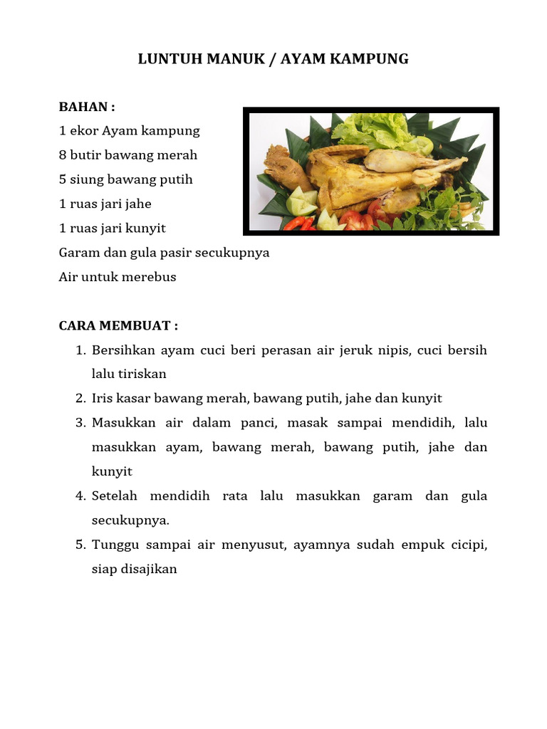 Resep Luntuh Manuk | PDF