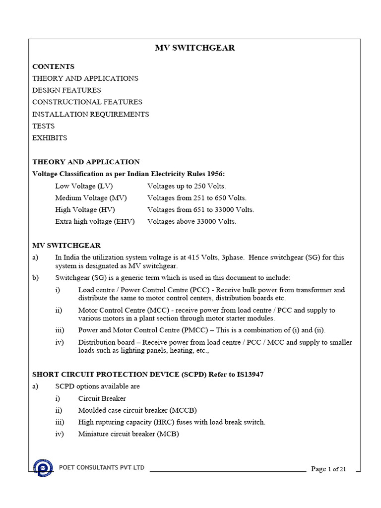 MV Switchgear | PDF | Fuse (Electrical) | Relay