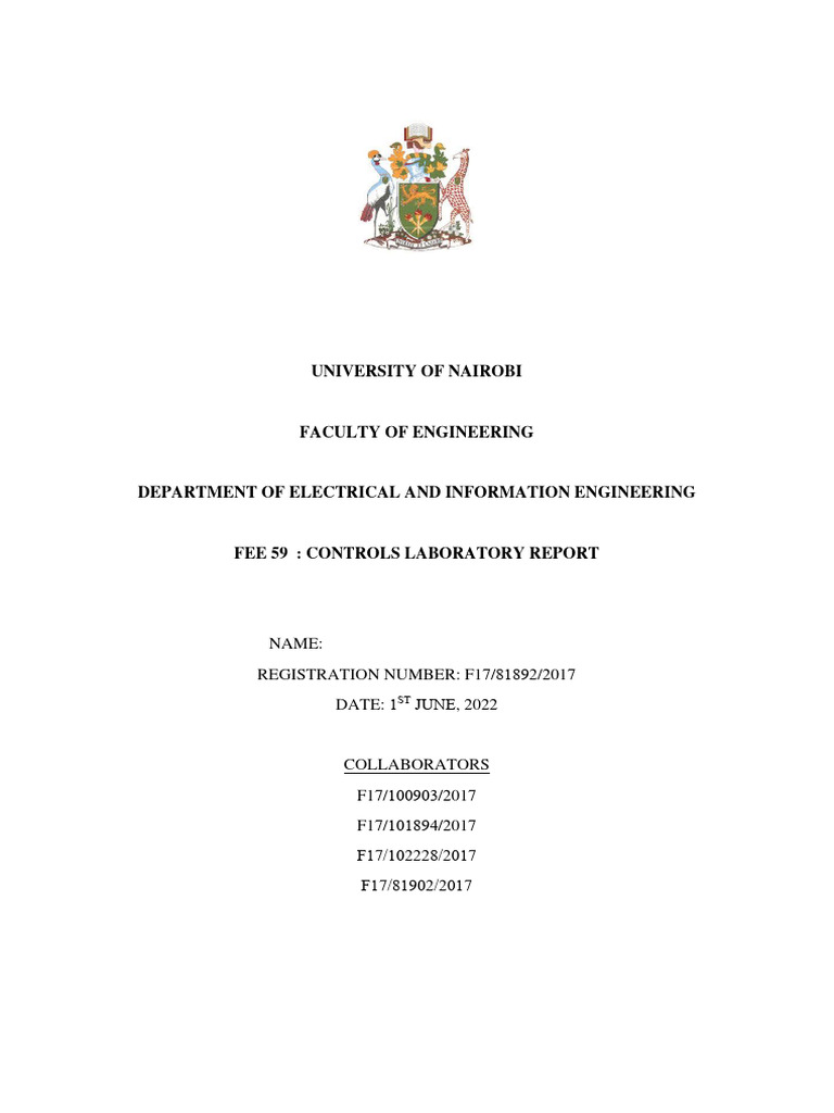 Controls Laboratory Report: UON | PDF | Signal Processing | Control Theory