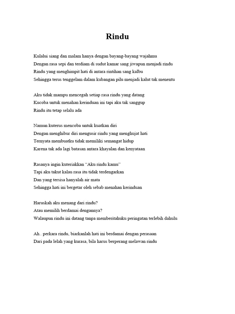 Puisi Tentang Rindu Yang Mendalam Pdf