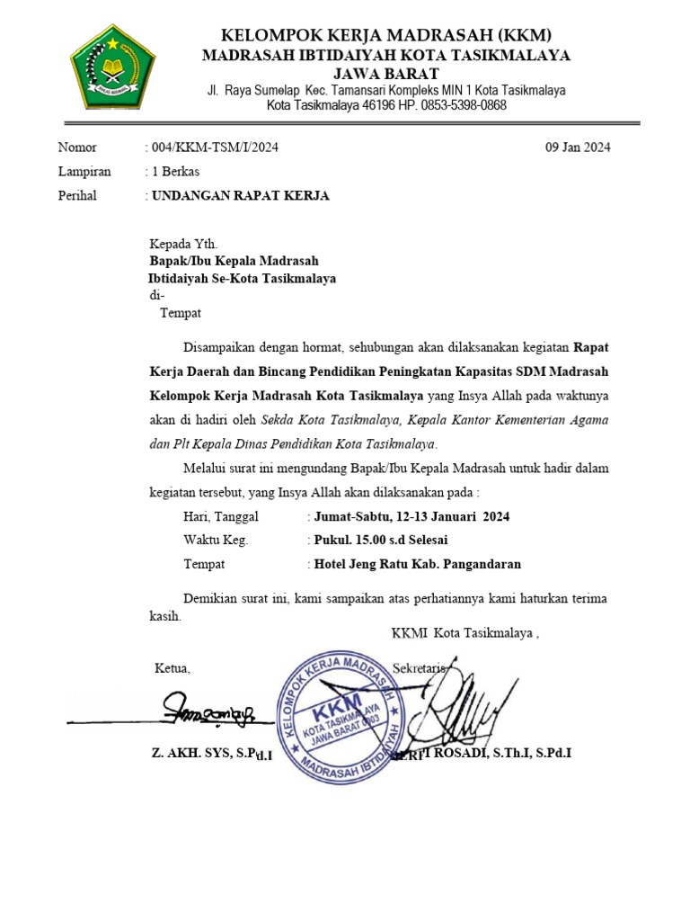 Undangan Rakerda Kkmi 2024 | PDF