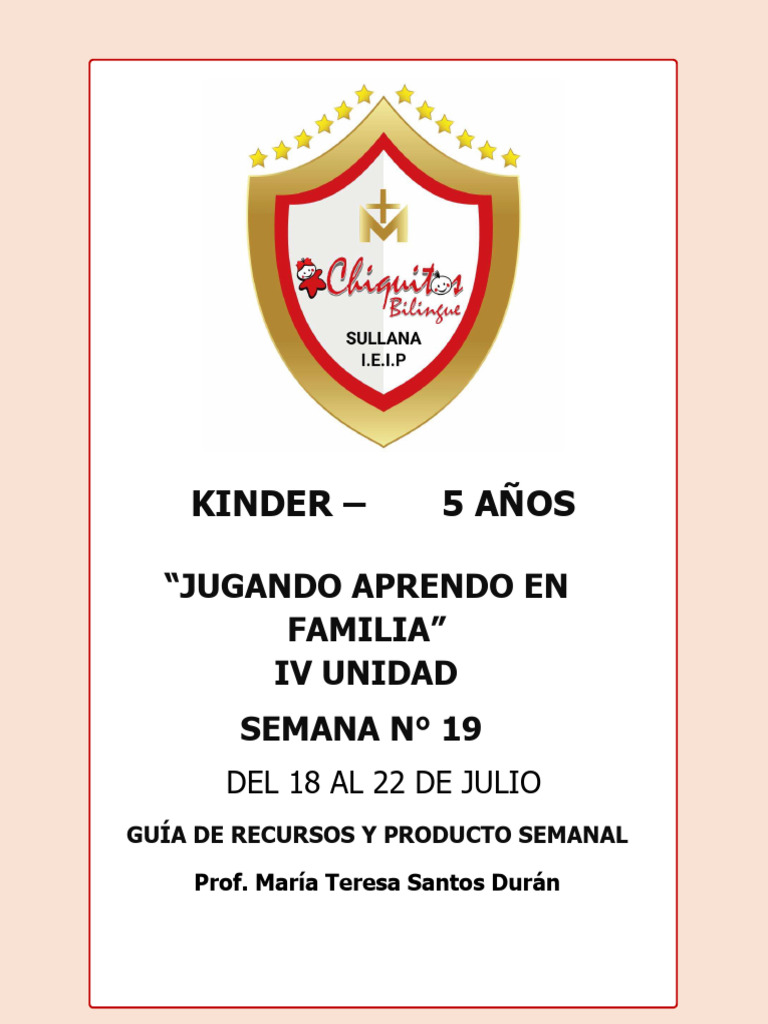 Recursos Semanales para Kinder 5 Años | PDF
