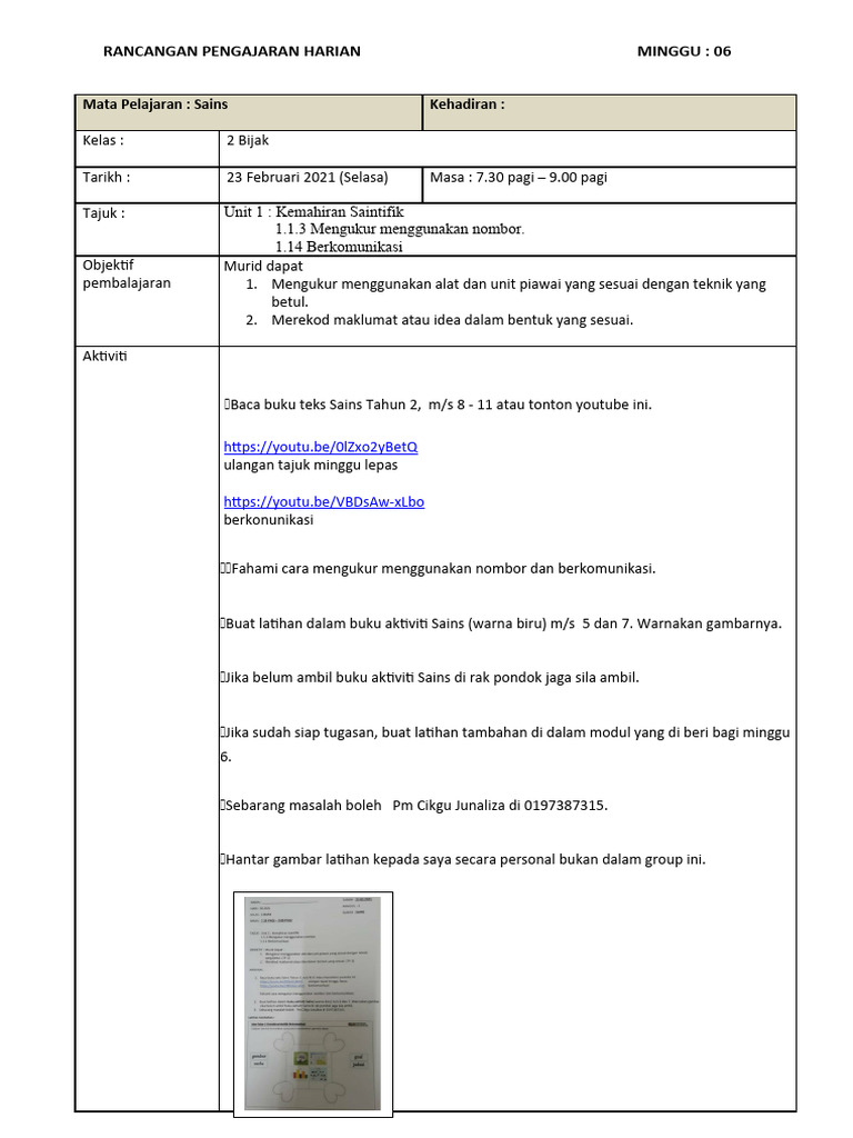 CONTOH RPH PDPR 2 BJK | PDF