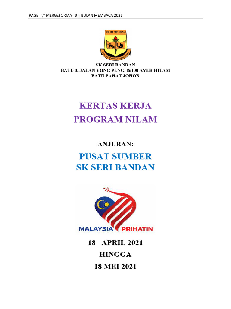 Kertas Kerja Nilam 2021 | PDF