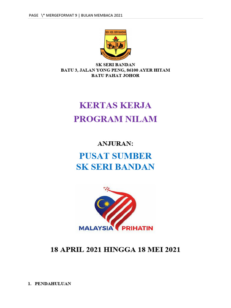 Program NILAM SK Seri Bandan | PDF