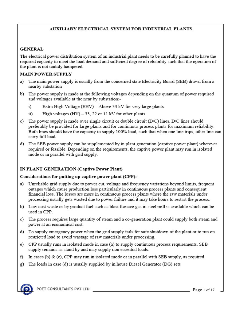 Auxiliary Electrical System | PDF | Transformer | Electric Power ...